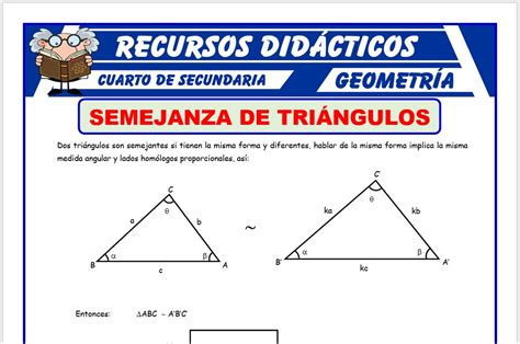 Semejanza de Triángulos para Cuarto de Secundaria Recursos 2024
