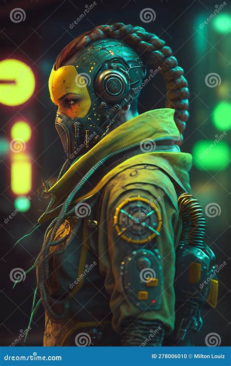 Arte Digital Do Personagem Ciberpunk Ilustração Stock Ilustração de