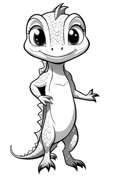 Premium AI Image Cute Baby Dragon Coloring Page