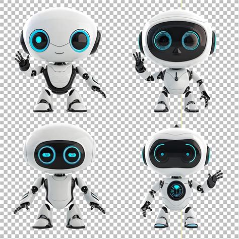 Premium PSD Cute Ai Robot Chatbot Waving Set On Transparent