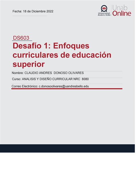 Trabajo DE Enfoques Curriculares EN LA Educacion Superior Fecha 18