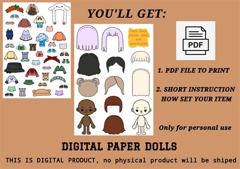 Toca Boca Printable Paper Doll Dress Up Doll Customizable Porn Sex