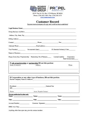 Fillable Online New Customer Info Fax Email Print PdfFiller
