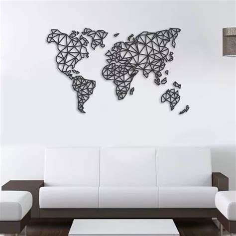 Cuadro Planisferio Mundo Triptico En Madera Calada 140x70 Cm 4 839 En