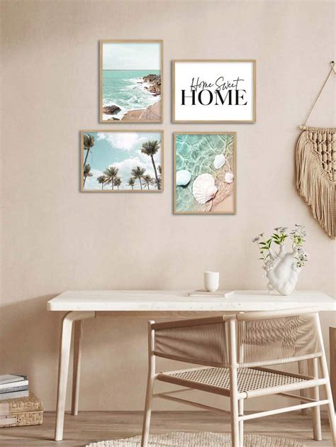 6 Piezas Pinturas De Paisajes De Verano Impresos En Lienzo De Playa Con