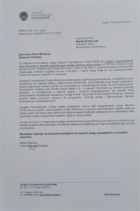 Zwi Zek Pracodawc W Polska Mied Stanowisko Zppm Uwagi Do