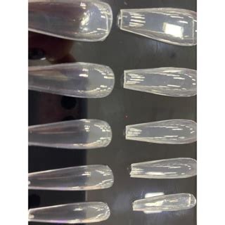 Kit 100 Unhas postiça Tips Realista Bailarina Leitosa Transparente