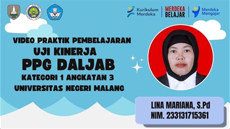 VIDEO PEMBELAJARAN UJI KINERJA PPG DALJAB KATEGORI 1 ANGKATAN 3 TAHUN