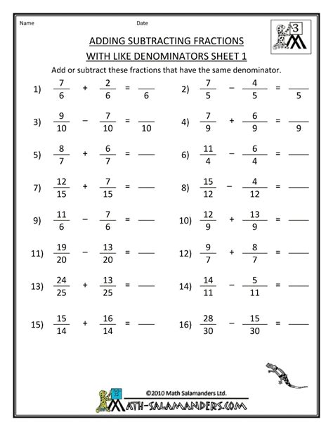 adding subtracting multiplying and dividing fractions worksh
