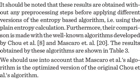 the results of different entropy based algorithms download table