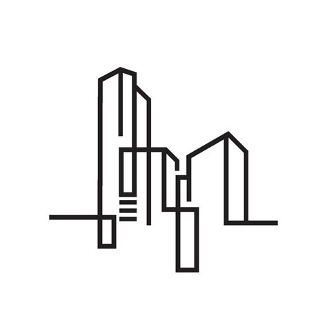 City Building Line Art Vector Icon Design Illustration Template