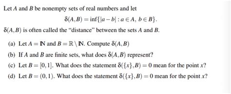 solved let a and b be nonempty sets of real numbers and let