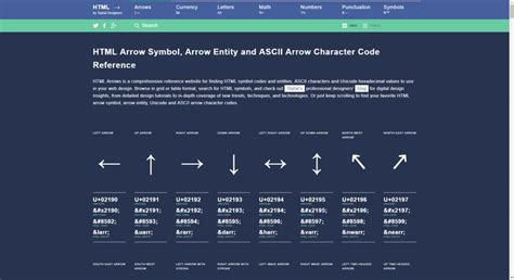Html Arrow Symbols Entities And Codes Toptal Designers Arrow