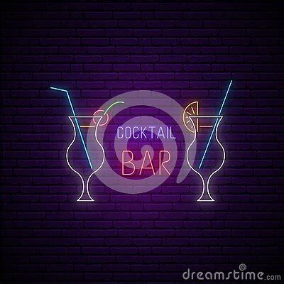 Neon Cocktail Bar Signboard Cartoon Vector CartoonDealer 221470533