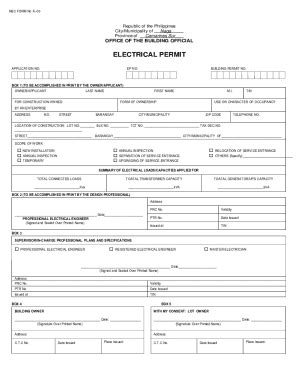Fillable Online Naga Gov Electrical Permit Pdf NBC FORM NO A 03