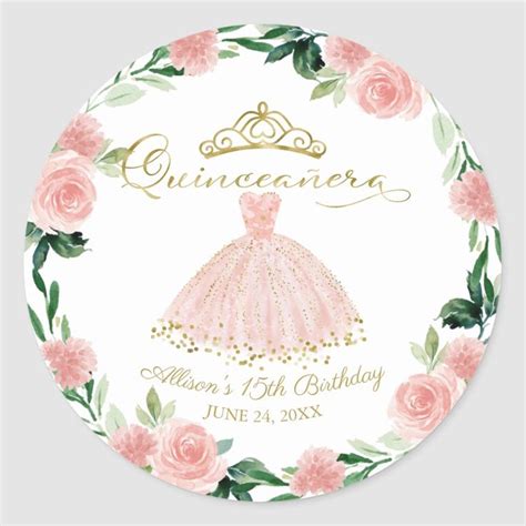 Quinceanera Blush Gown Pink Floral Classic Round S Classic Round