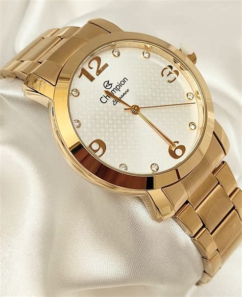 Relógio Champion Dourado Feminino CN26279H Rafalu