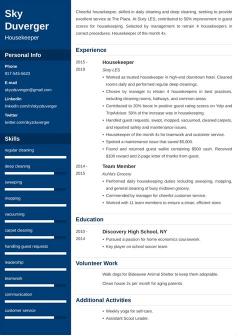 Resume Examples For Housekeeping Executive Resume Housekeeping