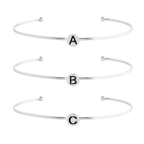 Bracciale acciaio rigido con lettera smaltata Nero Marlù 18br068