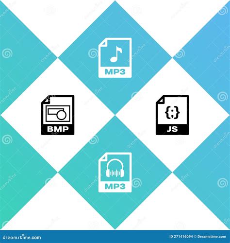 Set Bmp File Document Mp And Js Icon Vector Stock Vector