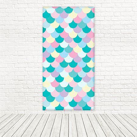 Painel Retangular Veste Fácil Tecido Sublimado 3D Escamas Sereia 1 00 x