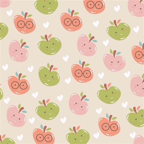 Vector Illustration Of Cute Apple Seamless Pattern 5056859 Vector Art