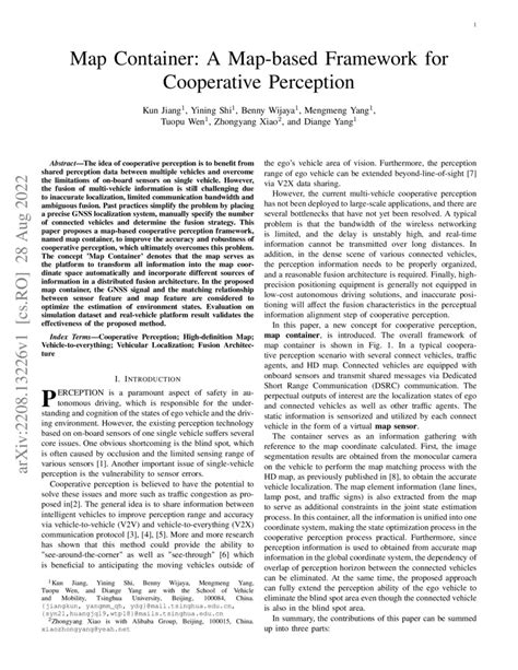 map container a map based framework for cooperative perception deepai