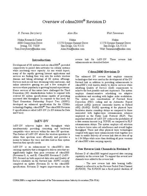 overview of cdma2000 revision d pdf quality of service telecommunications standards
