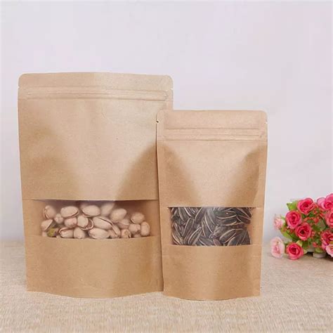 Doy Pack Zip Lock Stand Up Pouches For Nuts Foods Kraft Paper Shopping