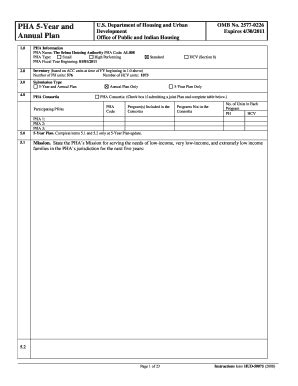 Fillable Online Hud Pha Year And Annual Plan Bhudb Hud Fax Email