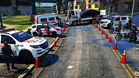 BLITZ POLICIAL FAZ BLOQUEIO NA ENTRADA NA FAVELA PMESP GTA 5