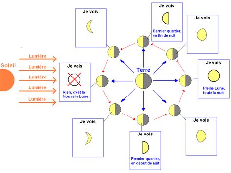 Schéma explicatif des phases de la Lune