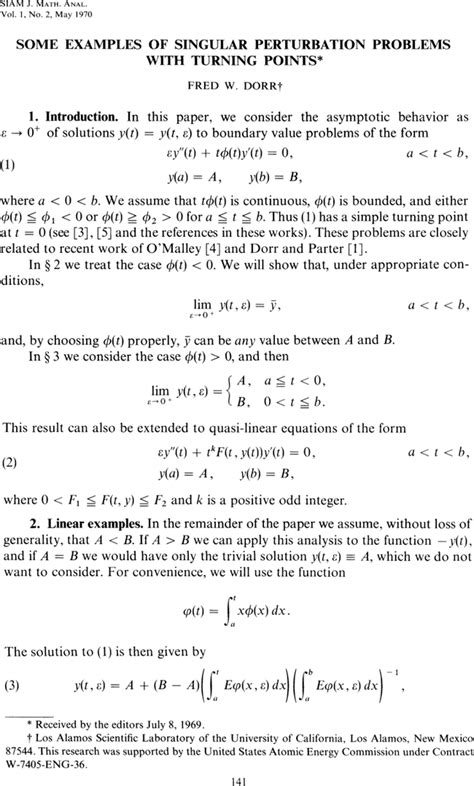 some examples of singular perturbation problems with turning points siam journal on