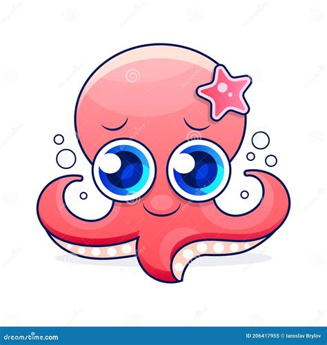Dibujo Vectorial De Dibujos Animados De Pulpo Rojo Lindo Ilustración De