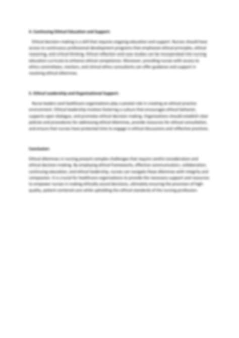 SOLUTION Ethical Dilemmas In Nursing Challenges And Solutions Studypool