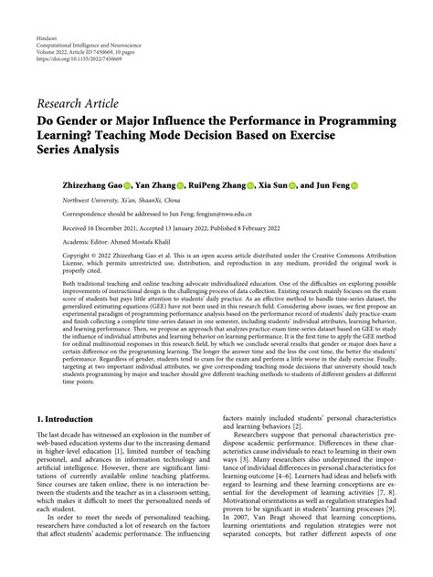 pdf do gender or major influence the performance in programming learning teaching mode