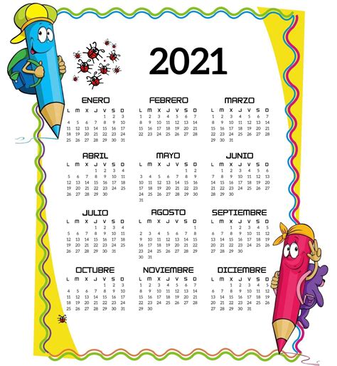 Lista 91 Foto Calendario 2021 Infantil Para Imprimir En Español Cena