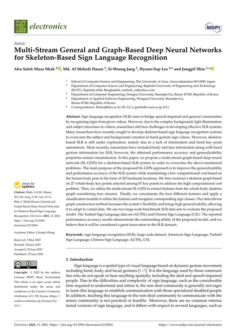 pdf multi stream general and graph based deep neural networks for skeleton based sign language