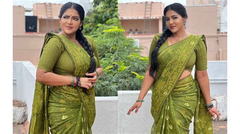Tamil Serial Actress Reshma Pasupuleti Hot Photos In Green Saree