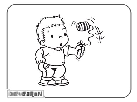 Colorear Niños Jugando Canicas Animado Dibujo Nino Blanco Y Negro