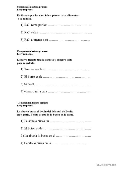 Comprensión Lectora Primero Basico c Español ELE hojas de trabajo pdf