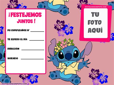 Invitaciones Lilo y Stitch con Foto Invitaciones de Cumpleaños