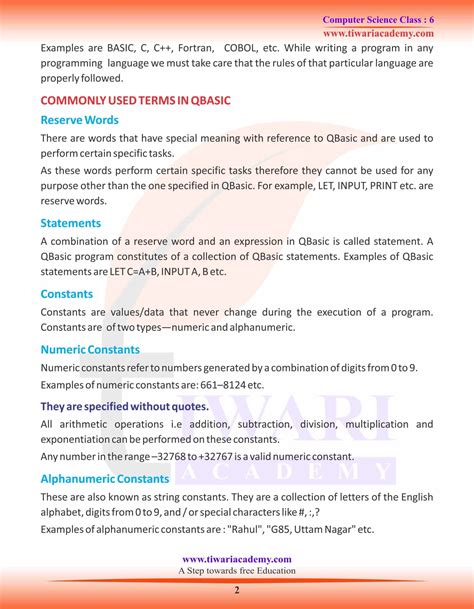 class 6 computer science chapter 7 introduction to basic