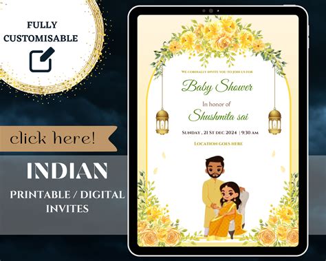 Indian Baby Shower Phone Invite Valaikappu Godh Bharai Etsy Singapore