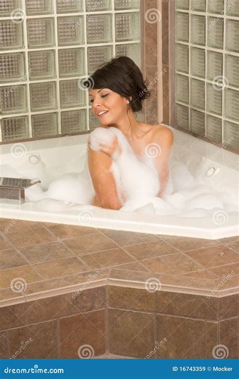 Attractive Young Gorges Woman Taking Bubble Bath Stock Image Image Of Bathroom Clean 16743359