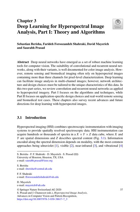 pdf deep learning for hyperspectral image analysis part i theory and algorithms