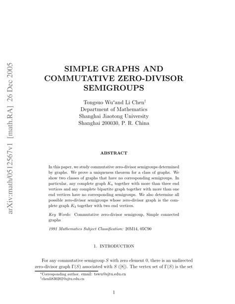 pdf simple graphs and commutative zero divisor semigroups