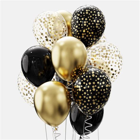 60 globos de helio de 120in color dorado metálico perla negro