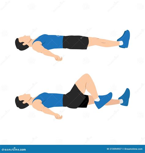 Man Doing Laying Heel Slides Or Knee Bends Exercise Stock Illustration