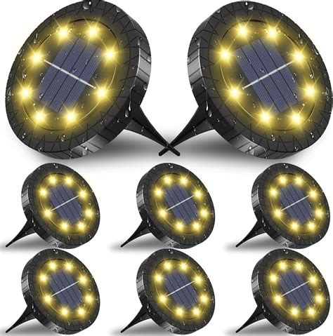 FLOWood Solar Bodenleuchte Aussen 8 Stück 3000K Solarlampen für Außen